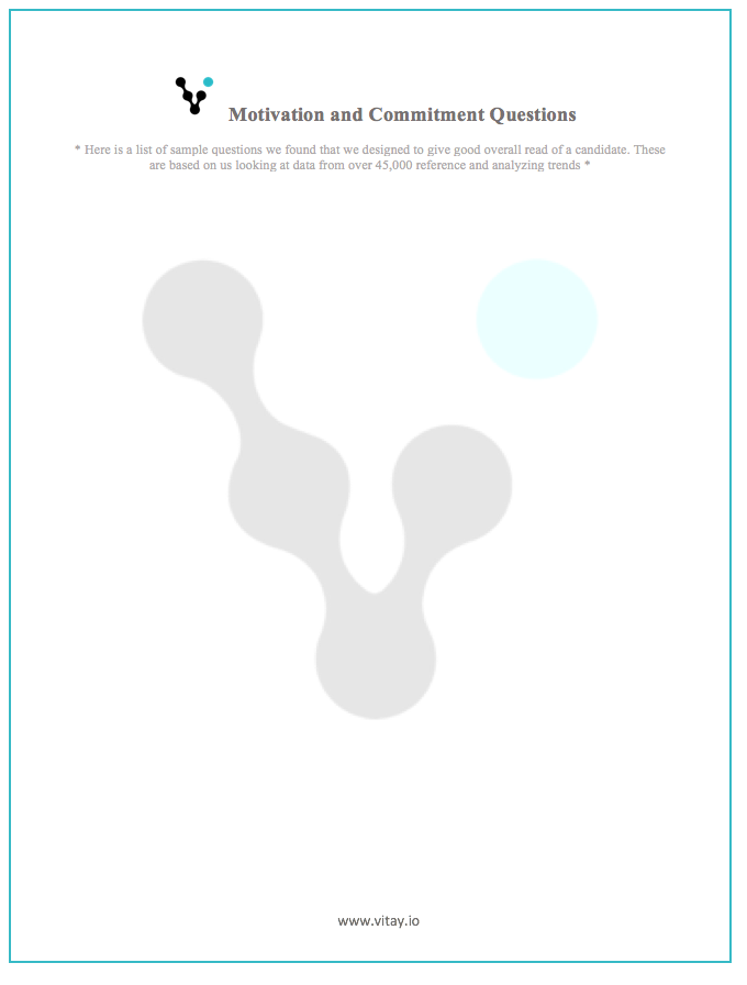 Motivation and Commitment Question Set | VITAY